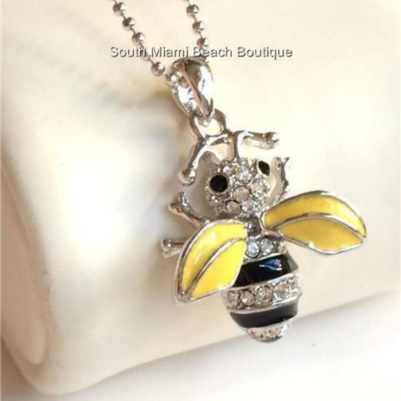 Jewelry | Bumble Bee Necklace Crystal Yellow Enamel Insect Queen Bea ...